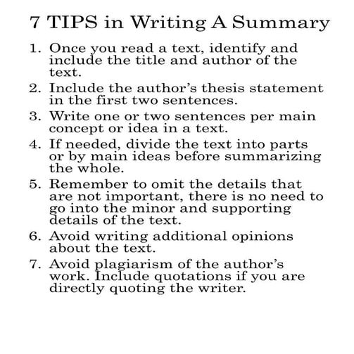 7 TIPS in Writing a SUMMARY | PDF
