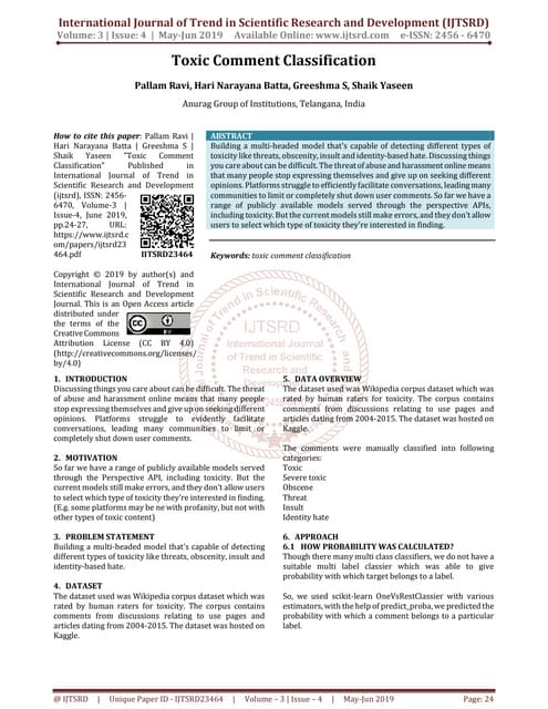 Toxic Comment Classification Using Neural Network And Machine Learning 7529