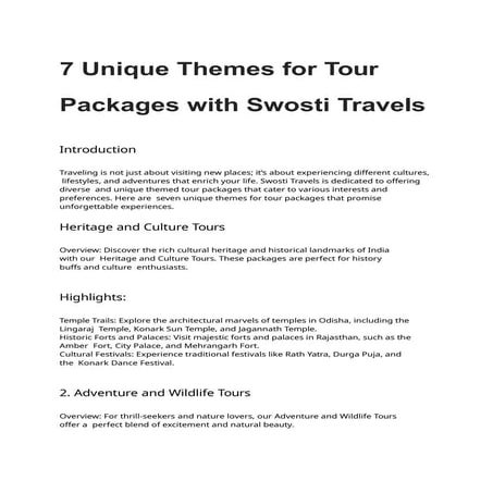 7 Unique Themes for Tour Packages with Swosti Travels.pptx