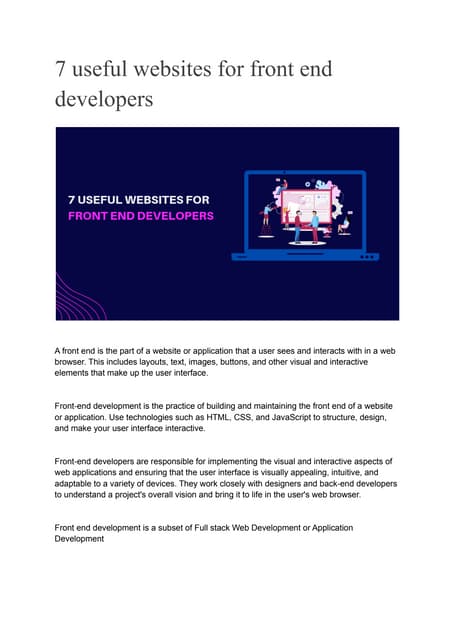 Introduction to Frontend Web Development | PDF Introduction to Frontend Web Development | PDF