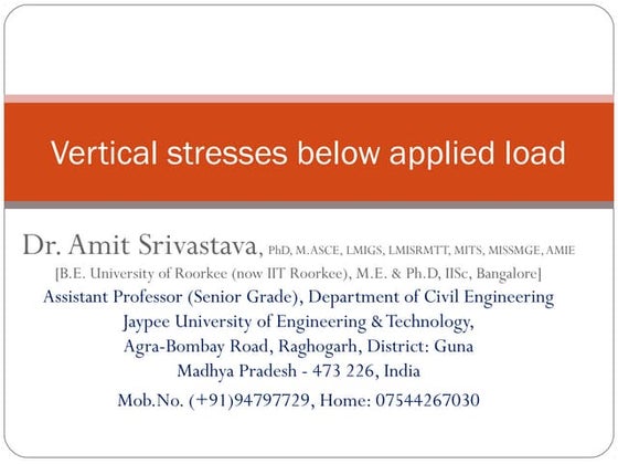 Geotechnical Engineering-II [Lec #7A: Boussinesq Method] | PPT