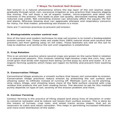 7 ways to control soil erosion | PDF