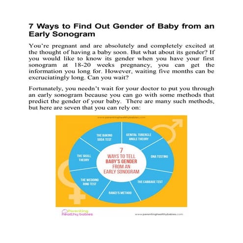 7 ways to find out gender of baby from an early sonogram! | PDF