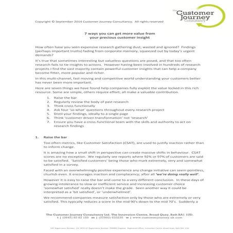 7 ways to get more value from your precious customer insight | PDF