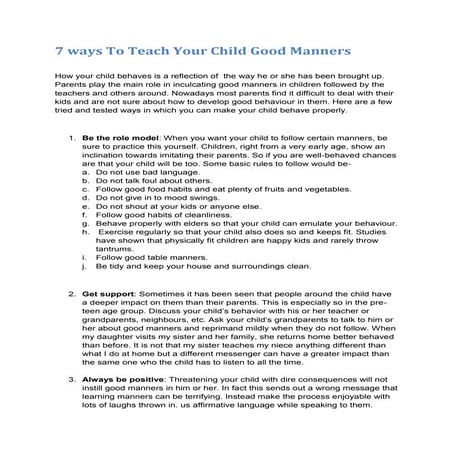 7 ways to teach your child good manners | DOCX