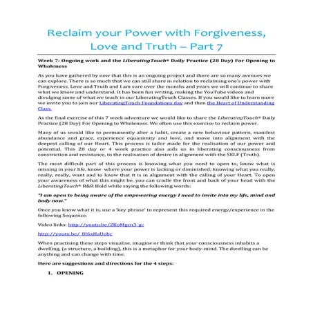 Reclaim your Power with Forgiveness, Love and Truth -- Week 7 | PDF | Spirituality | Religion ...