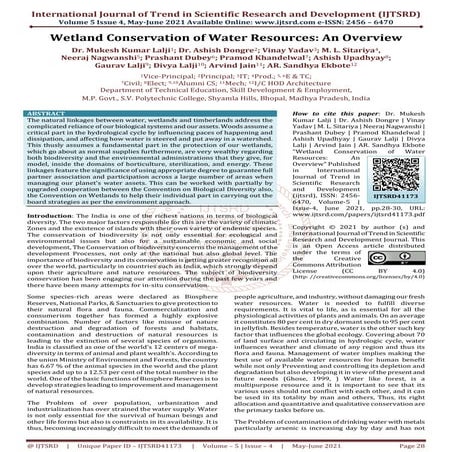 Wetland Conservation of Water Resources An Overview | PDF | Geography | Science