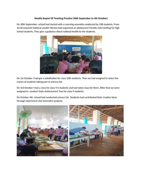 weekly report eight of teaching practice phase 1 | PDF