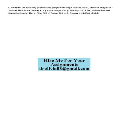 7 What Will The Following Pseudocode Program Display Modulpdf 0994