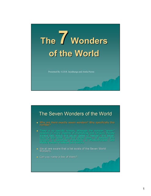 7 wonders of Ancient world | PPT