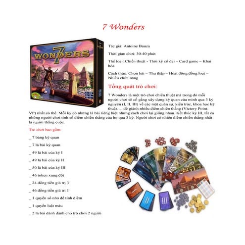 Hướng dẫn chơi Board game 7 Wonders | PDF