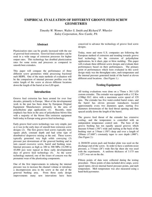Basic Screw Geometry: Things Your Extruder Screw Designer Never Told ...