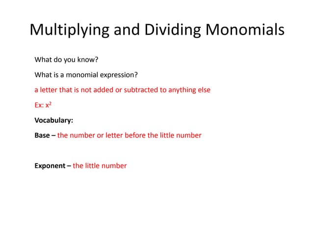 Dividing Monomials