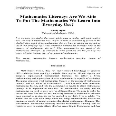 bobby ojose --_mathematics literacy - are we able to put the ...