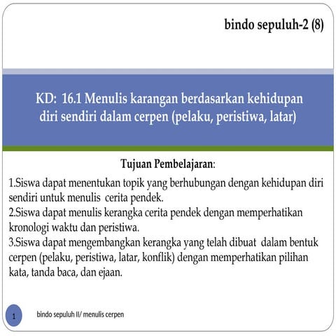 menulis cerpen adalah salah satu keterampilan be | PPT
