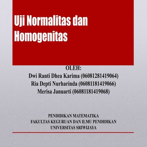 8. uji normalitas dan homogenitas | PPTX