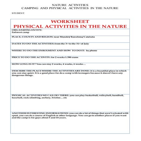 Physical activities in the nature | PDF