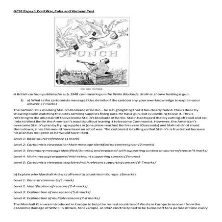 Cold War, Cuban Missile Crisis and Vietnam test model answers | DOCX ...