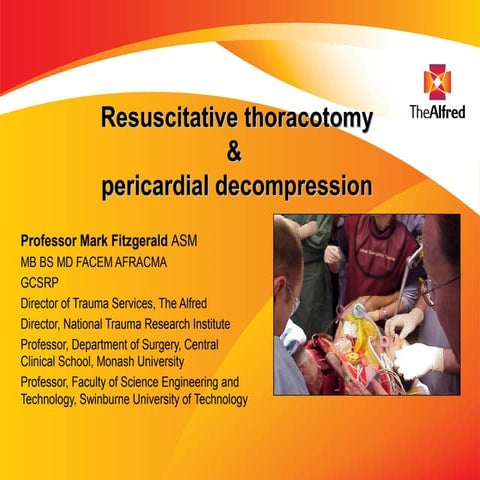 Resuscitative Thoracotomy - Mark Fitzgerald | PPT | First Aid | Injuries