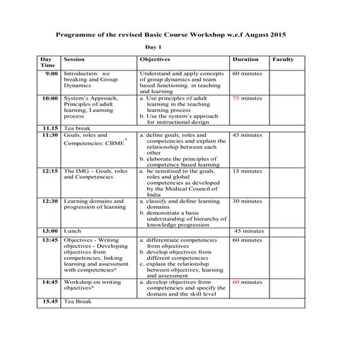 8. three day revised bcw programme | PDF
