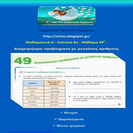 Μαθηματικά Δ΄ 8. 49. ΄΄Διαχειρίζομαι προβλήματα με μεγάλους αριθμούς ...