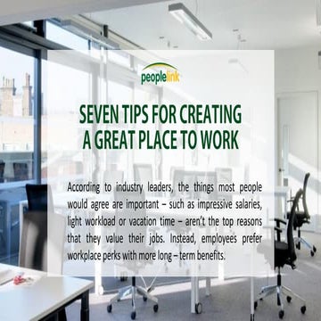 7 Tips for creating a great place to work | PPT