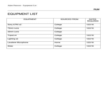 8. equipment list | PDF
