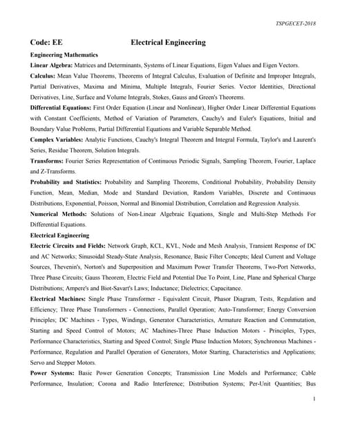 Syllabus for electrical engineering | DOCX | Physics | Science