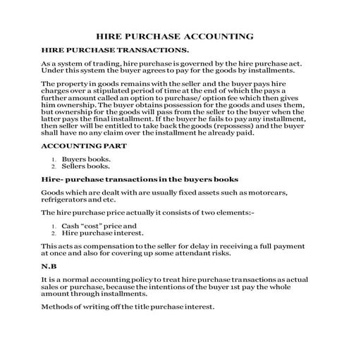 HIRE PURCHASE ACCOUNTING | DOCX