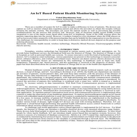An IoT Based Patient Health Monitoring System | PDF