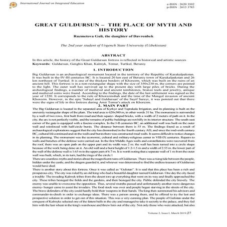 GREAT GULDURSUN – THE PLACE OF MYTH AND HISTORY | PDF