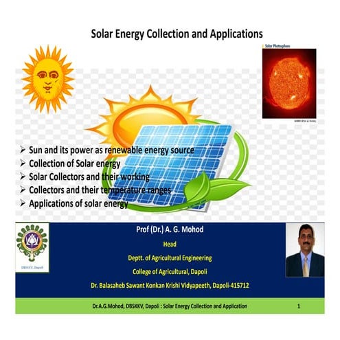 solar energy collection and applications | PDF