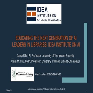 Educating the Next Generation of AI Leaders in Libraries: IDEA ...