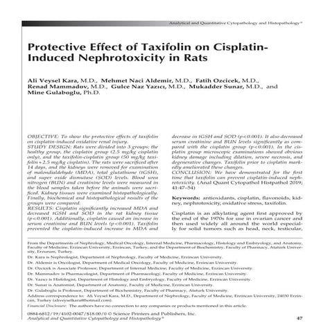 Protective Effect of Taxifolin on Cisplatin-Induced Nephrotoxicity in ...
