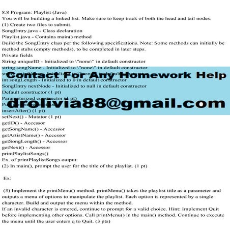 8.8 Program Playlist (Java)You will be building a linked list. Ma.pdf