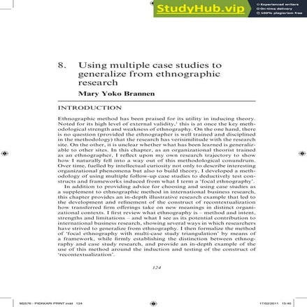 8. Using Multiple Case Studies To Generalize From Ethnographic Research ...
