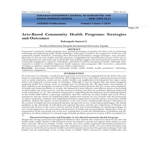 Arts-Based Community Health Programs: Strategies and Outcomes (www.kiu ...