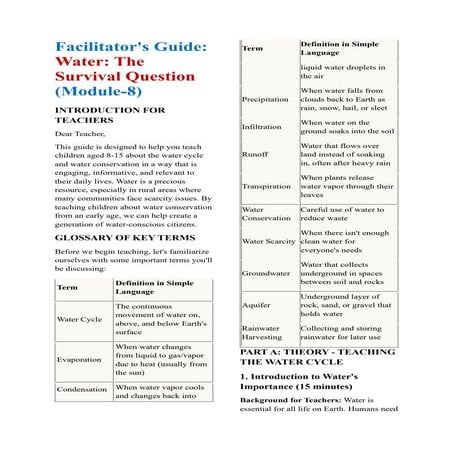 8. Water_Facilitator's Guide.pdf environemenet | PDF