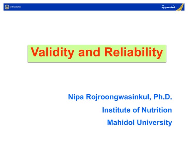Validity and Reliability | PPT