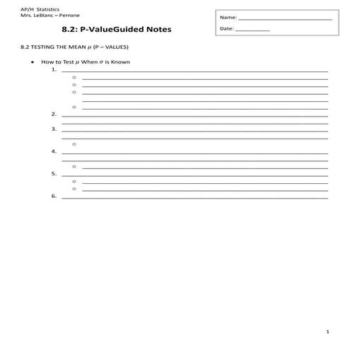 8.2 p value guided notes | DOCX