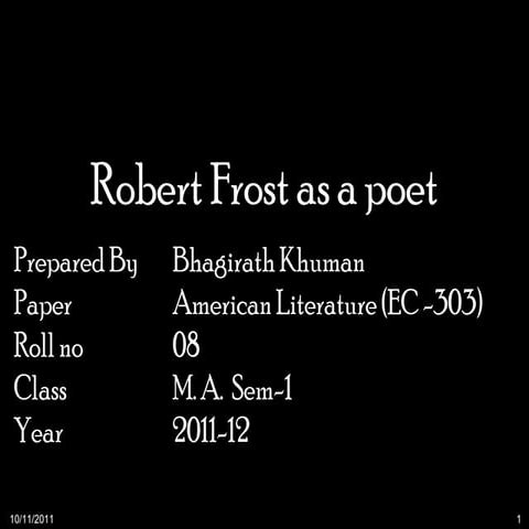 Robert Frost as a poet | PPT