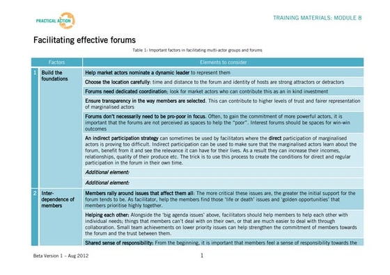 Step 8 Training Materials - Multi Actor Forum handout | PDF
