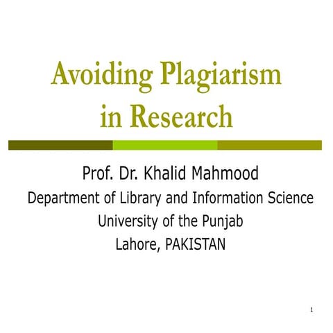 8 avoiding plagiarism-khalid | PPT