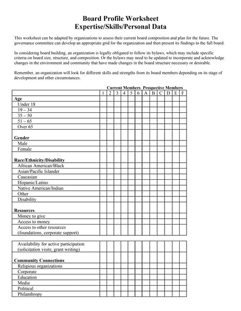 BoardSource Board Recruitment Matrix | PDF