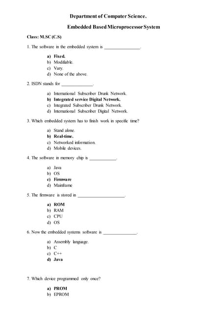 Embedded Based Microprocessor System One Marks 50 Questions And Answers By S Yamini Pdf
