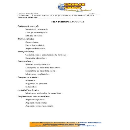8. fisa psihopedagogica | PDF