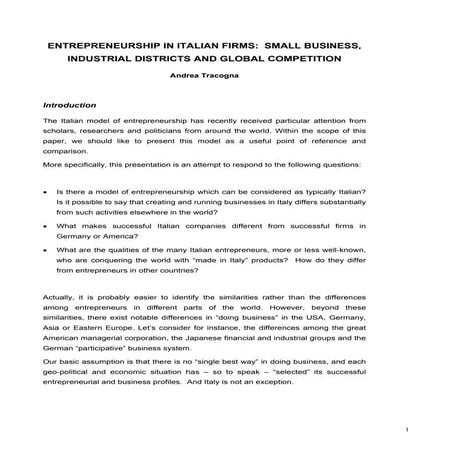 The Italian Business Experience | PPT