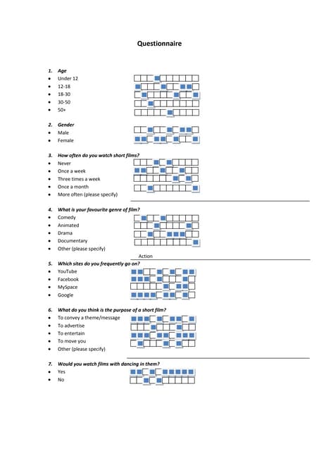 Short Film Questionnaire (Blank) | PDF