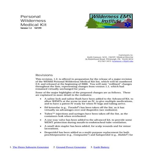 Survival Personal Wilderness Medical Kit | PDF