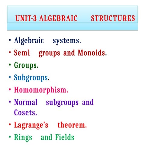 Algebraic structures | PPT
